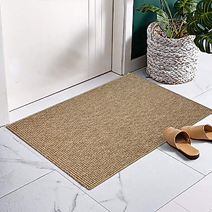 EARTHALL Boho Area Rug 2x3 Ft Washable Rugs for Entryway Braided Throw Rugs with Rubber Backing Door Mat Indoor Outdoor Entrance Small Cotton Woven Carpet for Kitchen Foyer Front Door, Tan/Brown