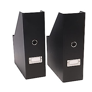 Snap-N-Store Storage Box - Pack of 2 Magazine File Boxes for Organizing, 12.25 x 3.88 x 9.75 Inch Storage Boxes w/Lids for Documents, Paper and Organizing, Back to School Supplies for Students, Black