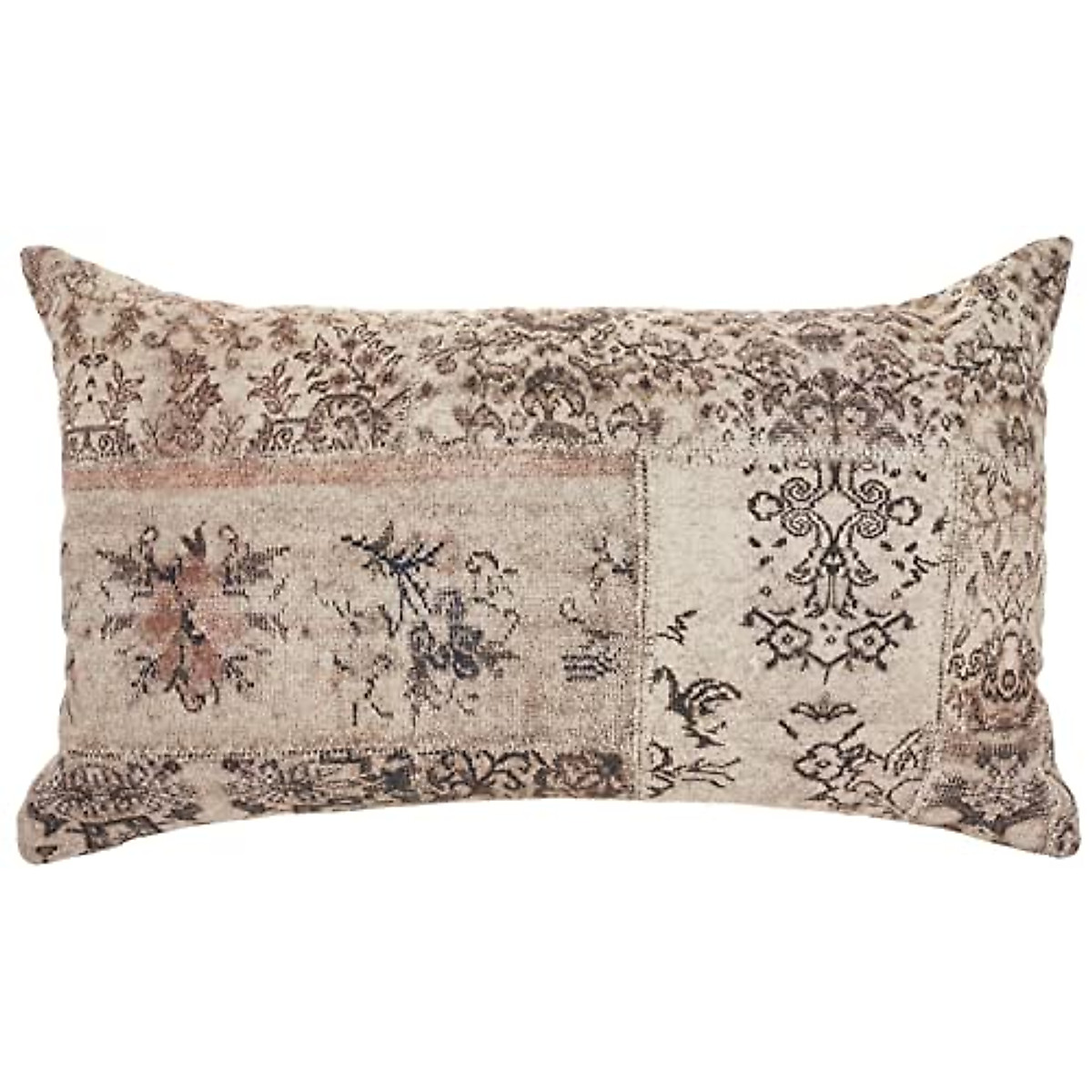 Nicole Curtis Pillow Persian Patchwork Grey/Multi 14" X 24" Throw Pillow