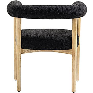 Meridian Furniture 561Black-C Hyatt Collection Mid-Century Modern Dining Chair with Solid Wood Natural Finish, Rich Black Boucle Fabric, 26.5" W x 22" D x 28" H, Black