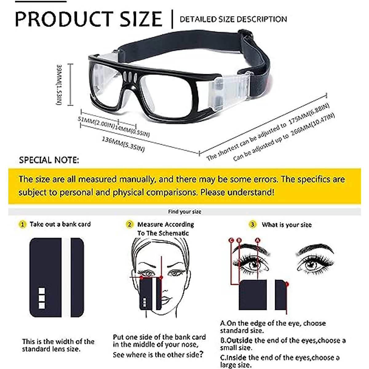 SHEEN KELLY Professional Sports Goggles Protective Safety Goggles Basketball Glasses for Men with Adjustable Strap for Basketball Football Volleyball Hockey Rugby