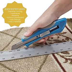 ECR4Kids Cutting Edge Ultra-Grip Retractable Utility Knife - Heavy Duty Box Cutter, Blue