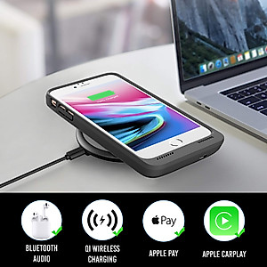 Alpatronix iPhone 8 Plus/7 Plus/6S Plus/6 Plus Battery Case, Portable Protective Charger Case with Wireless Charging and Built in Rechargeable Battery Pack for Extended Charging - BX190plus – Black