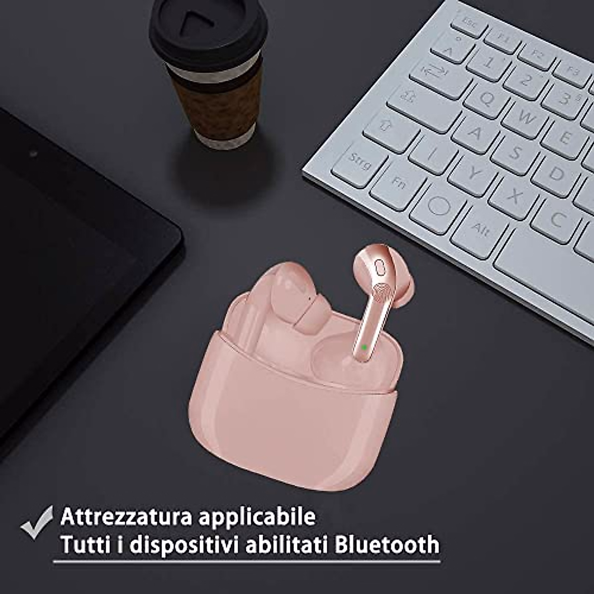 Wireless Earbuds,IPX5 Waterproof Bluetooth Earbuds Stereo Earphone, Bluetooth 5.0 in-Ear Earbuds with Wireless Bluetooth Headphone 30H Playtime, for iPhone/Android (Pink)