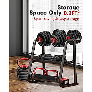 Trakmaxi Adjustable Dumbbell Set 20LB/55LB/70LBS Free Weights Dumbbells, 4 in 1 Weight Set, Dumbbell, Barbell, Kettlebell, Push-up, Home Gym Fitness Workout Equipment for Men Women(55LBS)