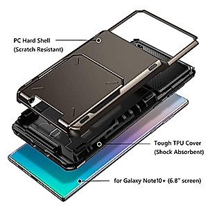 Vofolen Case for Galaxy Note 10+ 10 Plus Case Wallet 4-Slot Pocket ID Card Holder Scratch Resistant Dual Layer Protective Bumper Rubber Armor Hard Shell Cover for Samsung Galaxy Note 10 Plus Gun Metal