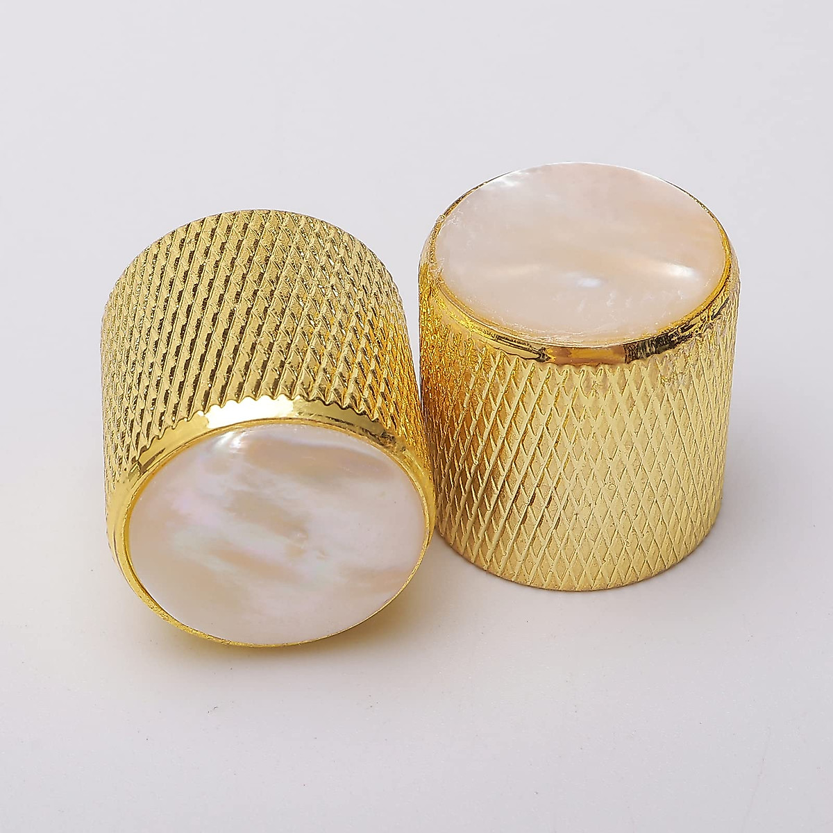 JIUWU Guitar Speed Control Knobs, Gold Volume Tone Control Metal Knob with Pearl White Top for Guitar Bass, Pack of 4