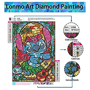 Diamond Painting Kits for Adults, DIY 5D Round Full Drill Art Perfect for Relaxation and Home Wall Decor(Stitch, 12x16inch)