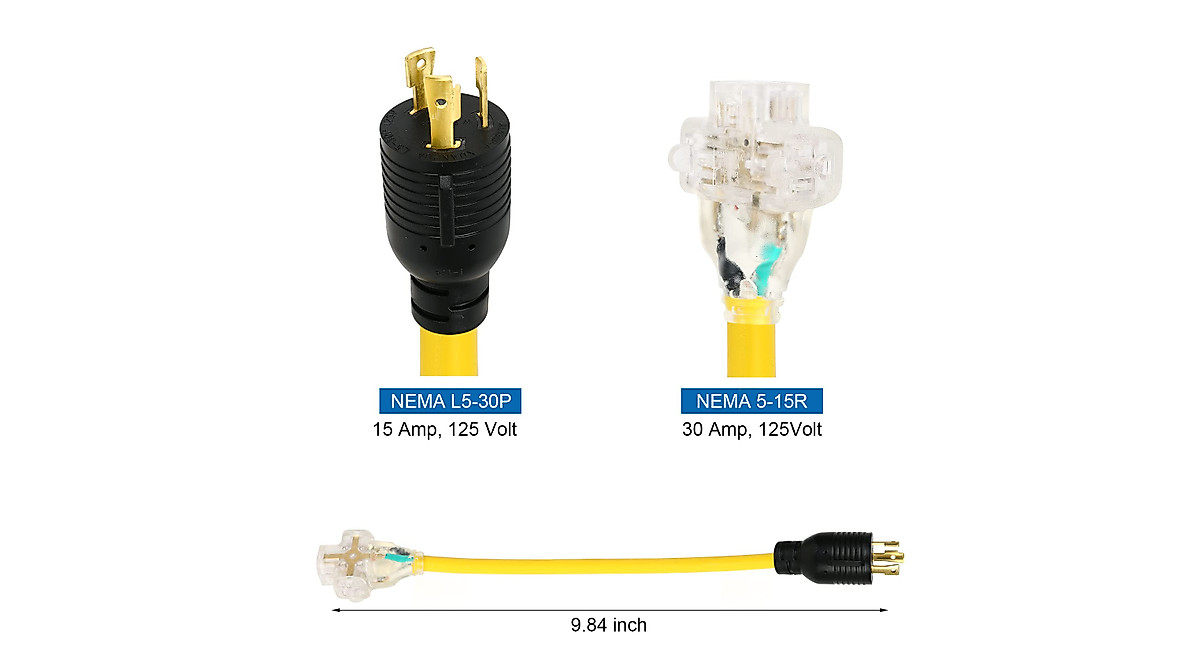 3FT Generator Power Cord with LED Indicator - Heavy Duty