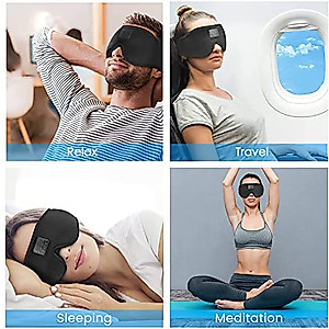 Sleep Headphones Eyemask, Bluetooth 3D Sleep Eye Mask 2 in 1, 100% Blackout Adjustable Eyeshade with Ultra-Thin Stereo Speaker, Noise Cancelling Music Headsets for Sleep Travel Relaxation, Meditation