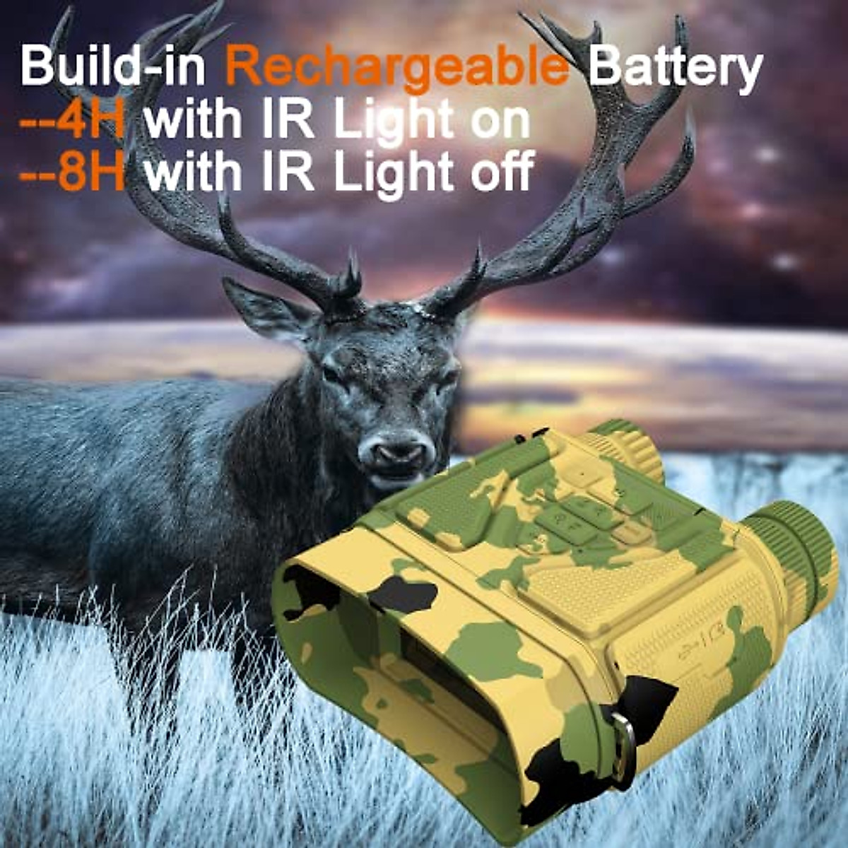 Jadfezy Night Vision Goggles Night Vision Binoculars for Total Darkness,Digital Infrared Night Vision with 3'' Large Viewing Screen and 64GB SD Card for Observing and Recording (Camouflage)