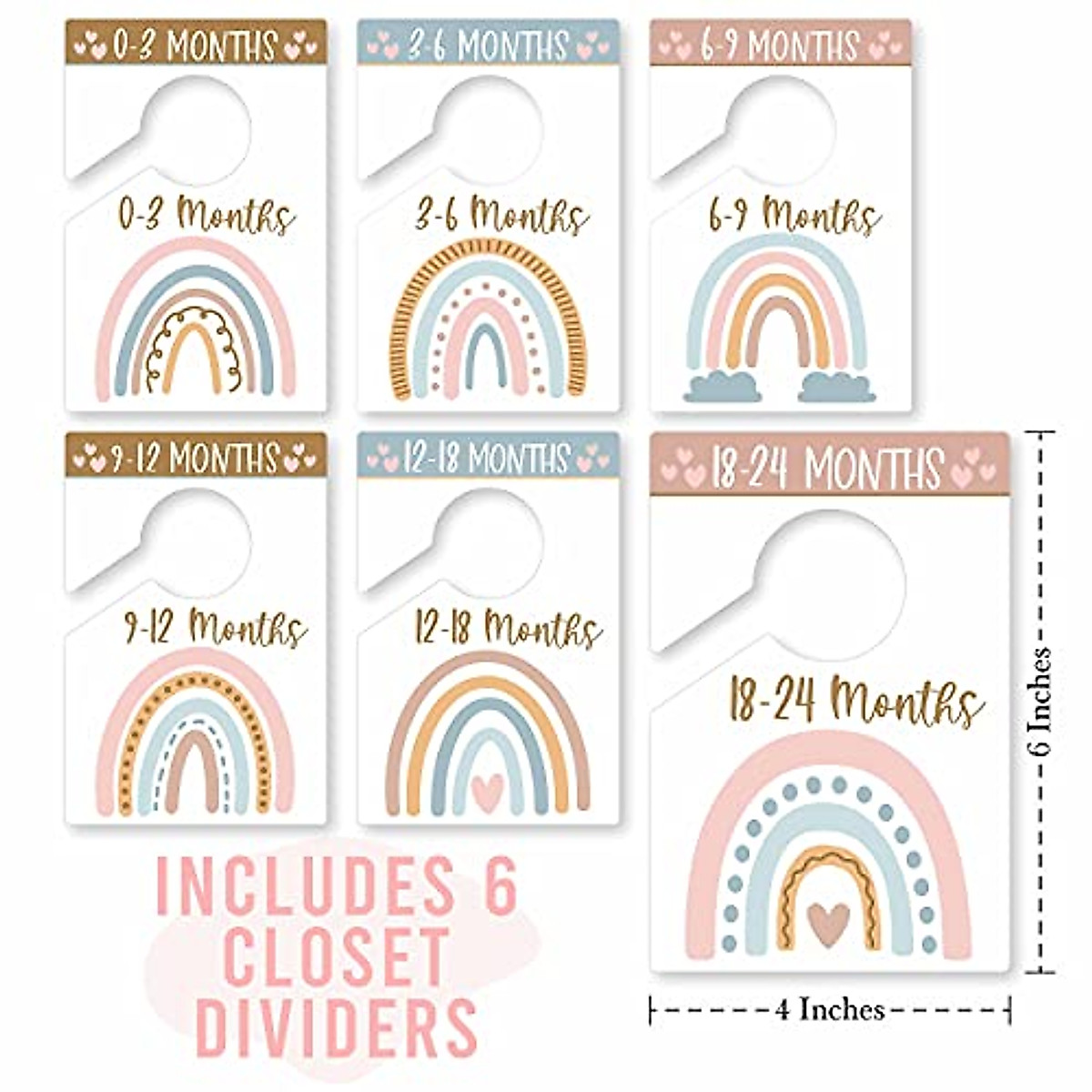 6 Baby Closet Size Dividers Baby Girl - Boho Baby Closet Dividers by Month, Baby Closet Organizer for Nursery Organization, Baby Essentials for Newborn Essentials Baby Girl, Nursery Closet Dividers