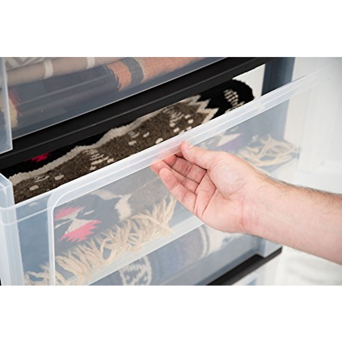 IRIS USA Plastic 4 Drawer Wide Storage Drawer Cart with 4 Caster Wheels for Home, Closet, Bedroom, Bathroom, Office, Laundry, Kitchen, Craft Room, Nursery and School Dorm, Black, Set of 1