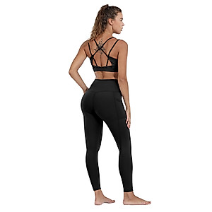 CHRLEISURE Leggings with Pockets for Women, High Waisted Tummy Control Workout Yoga Pants(3Packs 3Black, XL)