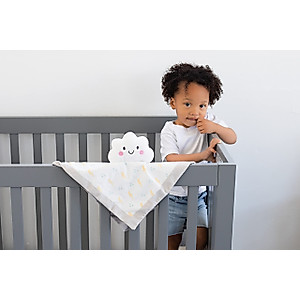 Pearhead Soft Cloud Lovey Snuggle Blanket, Newborn Infant and Toddler Security Toy, Stuffed Animal Plush Lovie for Baby Girl or Boy, White and Gray