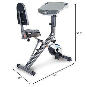 EXERPEUTIC EXERWORK 2000i Bluetooth Folding Exercise Desk Bike with 24 Workout Programs and Free App