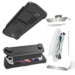 JDDWIN Full Case for ASUS Rog Ally 2023, Protective Handheld Case Skin with Detachable Front Shell Cover and Kickstand for Rog Ally,Shockproof/Non-Slip/Anti-Collision (Dark)
