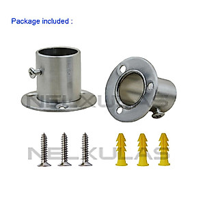 NELXULAS Stainless Steel Closet Rod Flange Holder for Pipe (AD2)