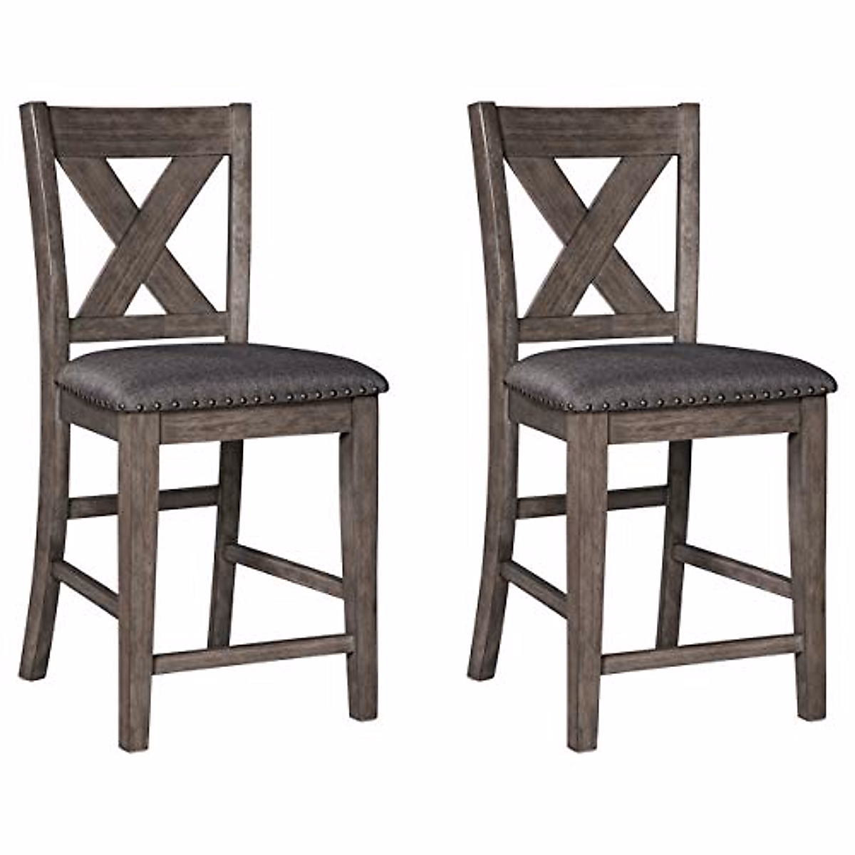 Signature Design by Ashley Caitbrook Counter Height Dining Room Table, Gray & Design by Ashley Caitbrook Upholstered Barstool, 2 Count