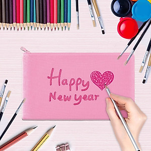 12 Pack Canvas Pencil Pouch, Multipurpose Blank Cotton DIY Craft Zipper Bag for Makeup Travel Stationary Storage with 12 Handmade Colorful Tassels