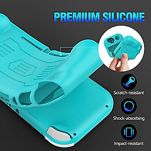 MoKo Grip Case Compatible with Switch Lite, Anti-Collision Non-Slip Shockproof Silicone Case Cover Shell Compatible with Switch Lite 2019 - Turquoise