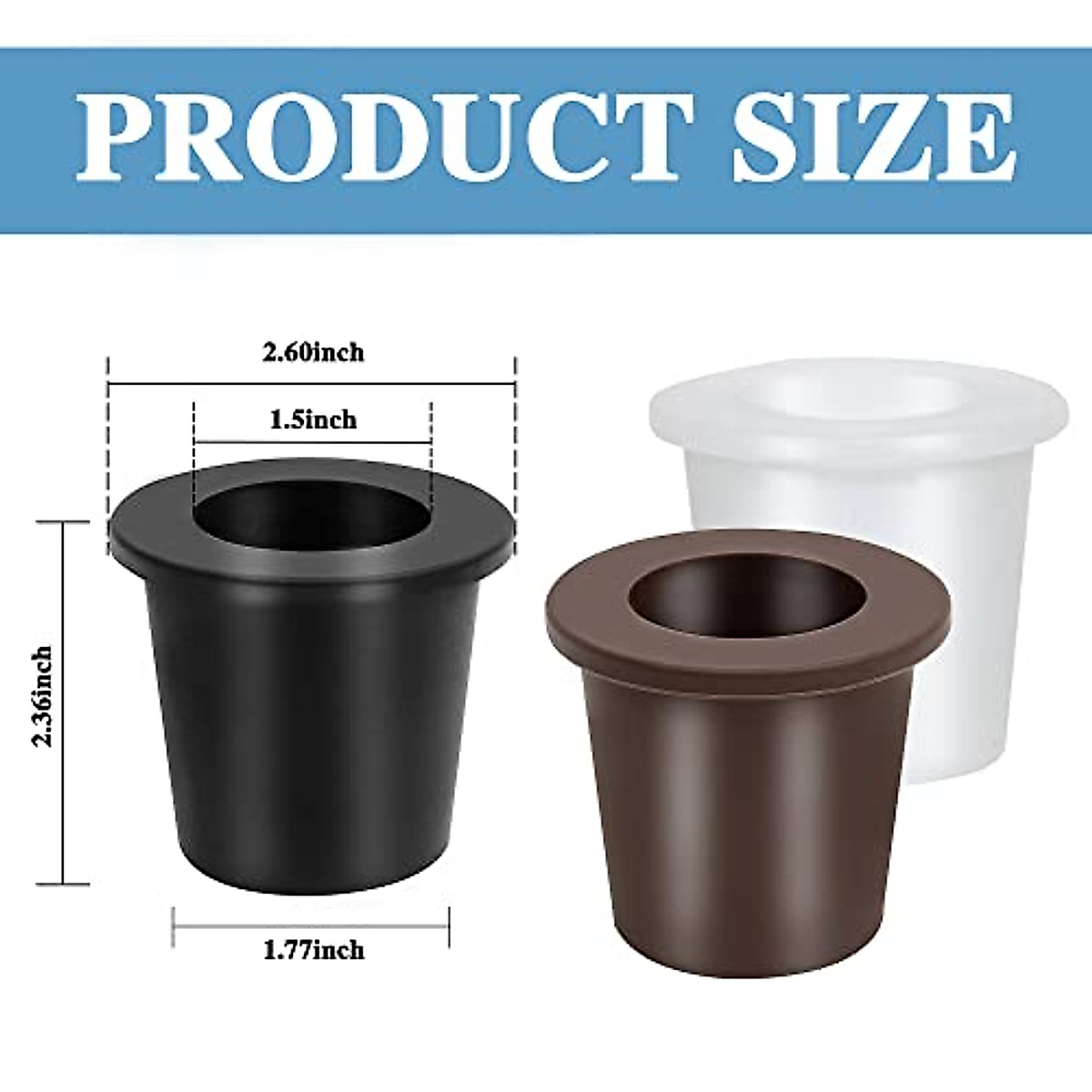 HQLESHUI 3 Pieces Patio Table Umbrella Hole Ring Umbrella Cone Wedge Plug Umbrella Stabilizer Sleeve for 2 to 2.6 Inch Patio Table Hole and 1.5 Inch or Umbrella Pole Adapter (Black)