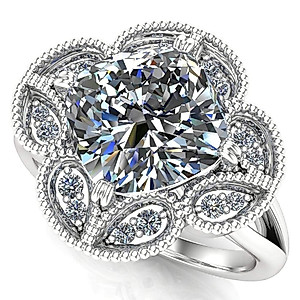 Bhumi Gems 3CT Cushion Moissanite Engagement Ring Wedding Bridal Ring Set Eternity Antique Vintage Solitaire Hidden Halo Dainty Statement Minimalist Art Deco Promise Her