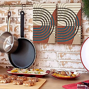 Kitchen Towels Abstract Spiral Circle Absorbent Tea Towel Soft Hand Dish Towel Mid-Century Modern Reusable Washable Cleaning Cloth Hand Bath Towels for Bathroom Bar for Everyday Cooking (Pack of 1)