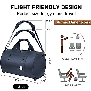 Densata Travel Duffle Bag, 80L Sports Gym Bag Expandable Duffle Backpack Weekender Overnight Bag Carry on Bag