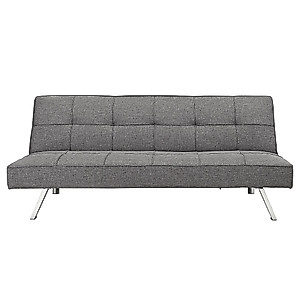 Majnesvon Modern Fabric Sofa Bed Futon with Chrome Legs stainle Leg Convertible Folding Sofa Bed, 3 Angles Adjustable Back for Compact Living Spaces,Apartments Office Dorms (Gray)