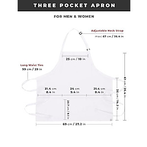 Chef Works Unisex Three Pocket Apron, White, One Size
