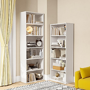 oneinmil Bookcase and Bookshelf, Floor Standing 5-Story High Bookshelf, Display Storage Rack, Home Decorative Furniture, Suitable for Home Offices, Living Rooms, and Bedrooms, White