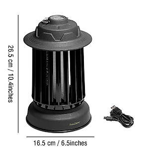 Raddy MZ-1 Outdoor Bug Zapper, Electric Mosquito & Fly Zapper, Mosquito Killer, with 24-Hour Auto Self-Cleaning Brush, 1200mAh Rechargeable Battery, Flame Light, for Patio, Camping, Garden, Farm