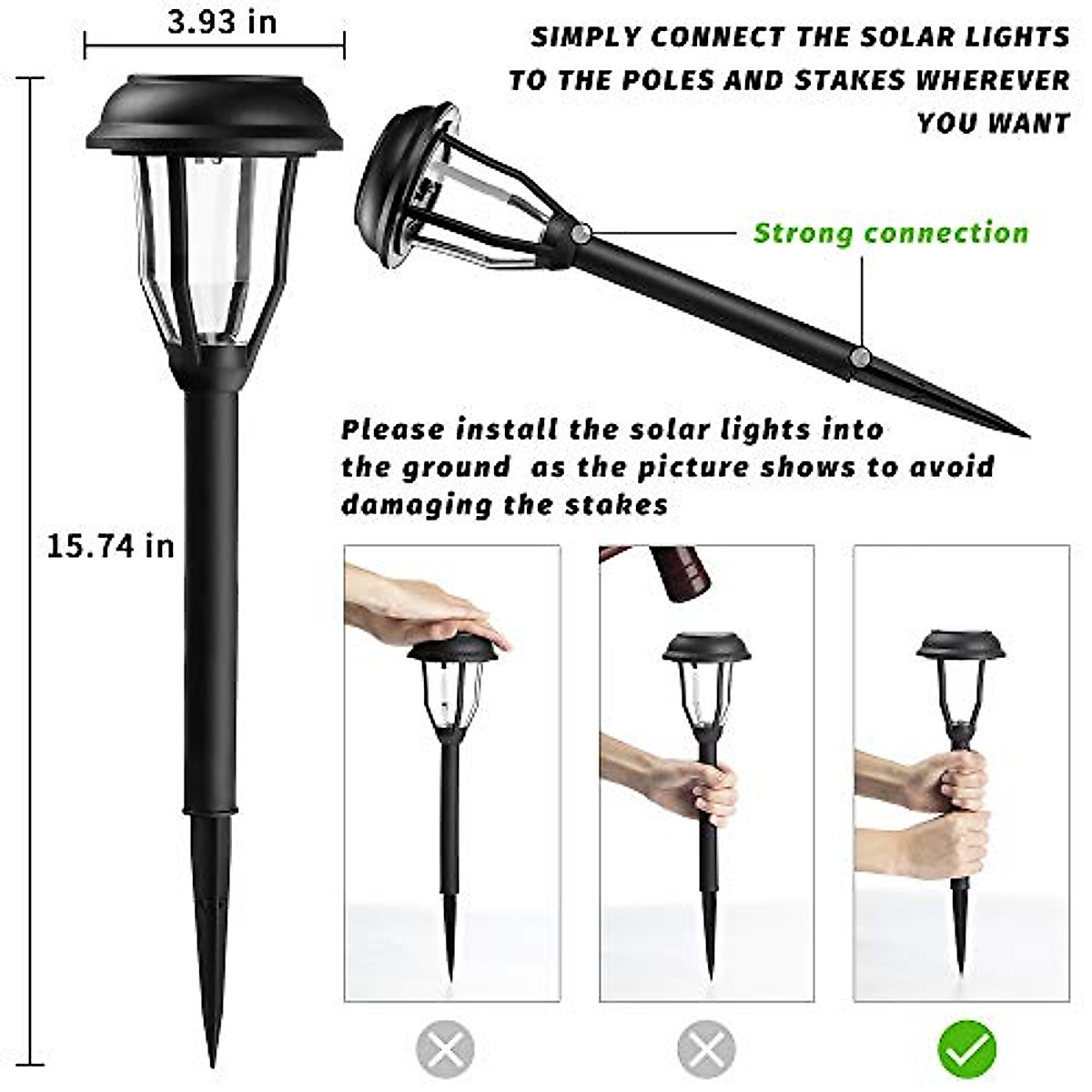 SOLPEX 8 Pack Solar Pathway Lights, Solar Path Lights Waterproof, Solar Garden Lights Outdoor for Garden, Yard, Pathway, Landscape, Walkway and Driveway (Warm White)