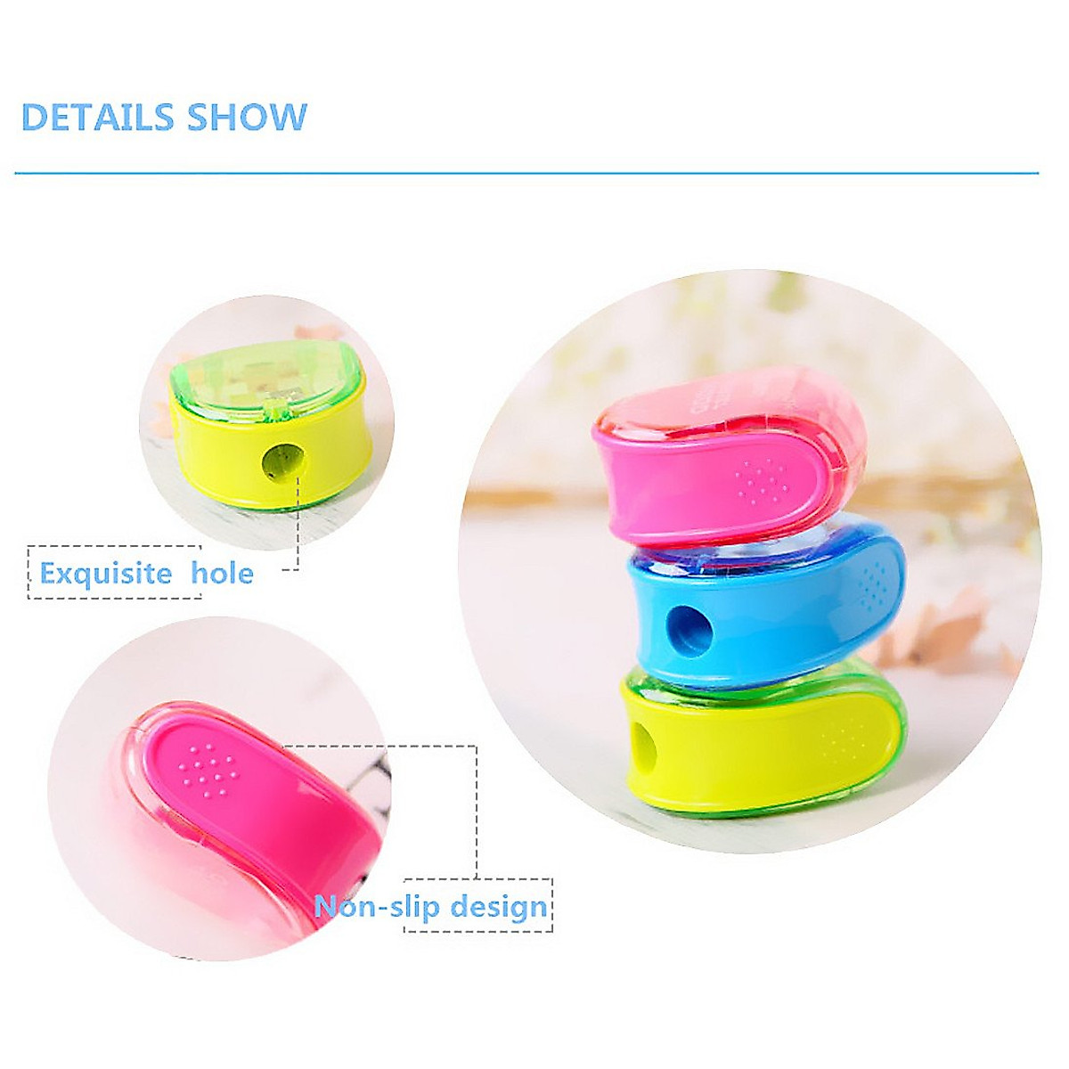 Hand Held Plastic Manual Pencil Sharpener, Steel Blade Rectangular Pencil Sharpeners, Colorful Pencil Sharpener for Kids, Random Color 5Pcs - Thanksgiving Halloween Christmas New Year Party Supplies