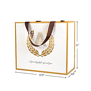 Large Happy Birthday Gift Bag,12.6" Reusable monogram Gift Bag with Card and Tissue Paper Thank You Sticker,Suitable for Wedding, Birthday, Baby Shower, Parties,12.6" X 11" X 5.9" (Letter N)