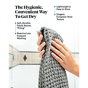 SUTERA - 2 Waffle Bath Towels and 2 Waffle Hand Towels Bundle (Gray and White Collection)