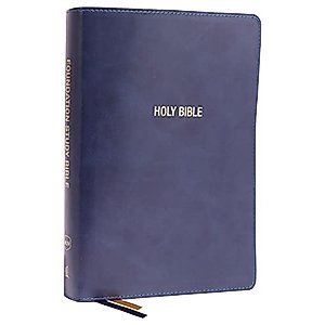NKJV, Foundation Study Bible, Large Print, Leathersoft, Blue, Red Letter, Thumb Indexed, Comfort Print: Holy Bible, New King James Version