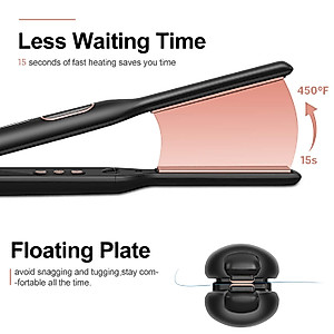 Pencil Flat Iron,Small Flat Iron for Short Hair,Beard and Pixie Cut,1/2 Inch Fast Heating Titanium Ceramic Mini Hair Straightener with Dual Voltage & Adjustable Temperature,Auto Shut Off