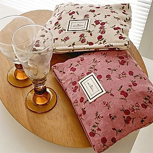 SxoSyo Cosmetic Bags for Women Makeup Bag Large Capacity Purse Travel Toiletry Zipper Storage Pouch Make up Brushes Organizer for Gifts (Dark red, Rose)