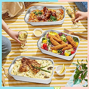 10 Pcs Stainless Steel Food Storage Containers with Lids 1/3 Size Rsreusable Steam Table Pan Hotel Pans Metal Meal Food Containe Stackable for Restaurant Kitchen Freezer Buffet(2.5 Inch Deep)