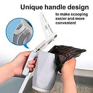 Hooyeatlin 3-in-1 Cat Litter Scoop with Holdor - Small Portable Integrated Cat Litter Scooper with 150 Refill Bags Kitty Litter Scoop Shovel for 1~2 Cats or Kitten (Gray)