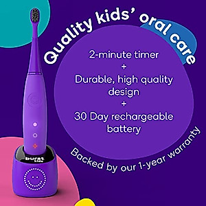 BURSTkids Electric Toothbrush Replacement Heads - Charcoal-Infused, Soft Bristles for Deep Clean, Stain Removal, Healthy Smile and Fresh Breath, 3PK, Purple