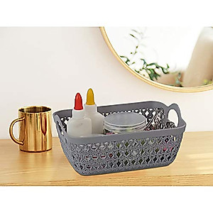 DynkoNA 12-pack Small Plastic Tray, Desktop Storage Trays, Grey