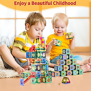 132Pcs Magnetic Tiles Marble Run Building Set for Kids, Marble Run Race Magnet Blocks Toys, Child STEM Learning & Educational Brain Development Toys for Age 6+ 7 8 9 10 Boys Girls Birthday Xmas Gift