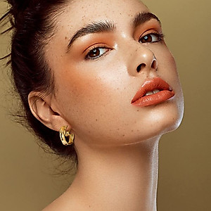 UBGICIG 6 Pairs Gold Clip on Hoop Earrings For Women Fashion Clip on Earrings Gold Chunky Hoop Earrings No Piercing Fake Earrings Set (Gold Tone)