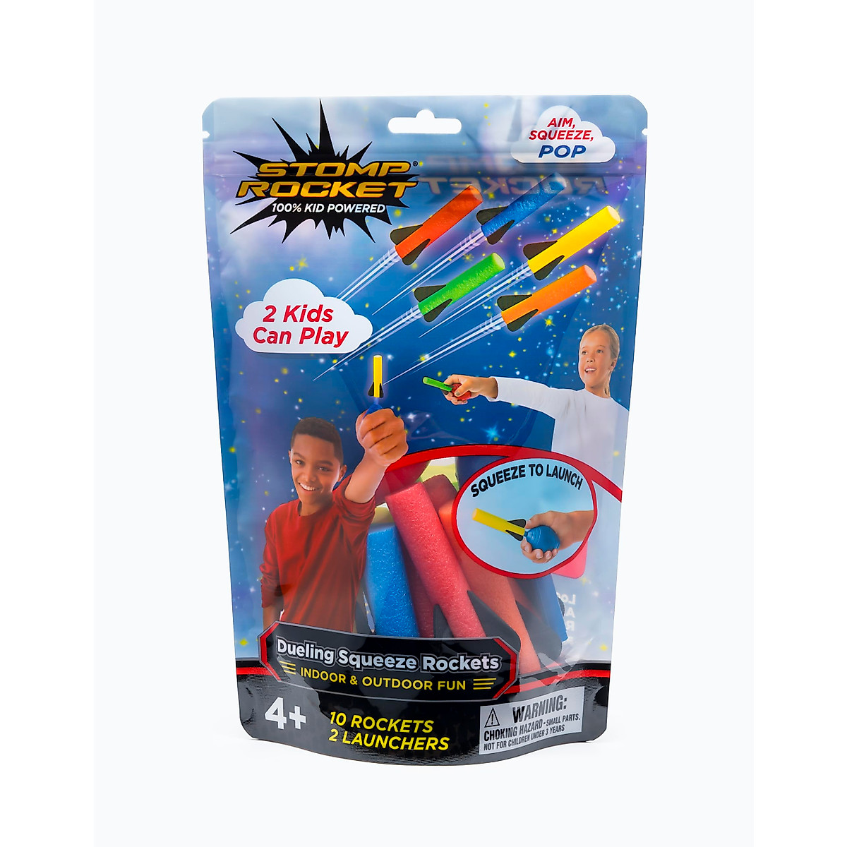 Stomp Rocket The Original Squeeze Rocket, 10 Rockets - Soft Foam Rocket Launcher STEM Gift for Boys & Girls - Ages 4 & Up - Fun Backyard & Outdoor Kids Toys Gifts for Boys & Girls