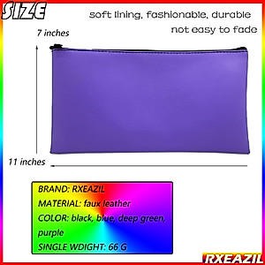 RXEAZIL 2 Pack Money Bag for Cash, 11x6 inches Security Durable Bank Deposit Money Coin Checks Bag Pouch Organizer Receipt Holder Utility Wallet for Cash Men Women (Black)