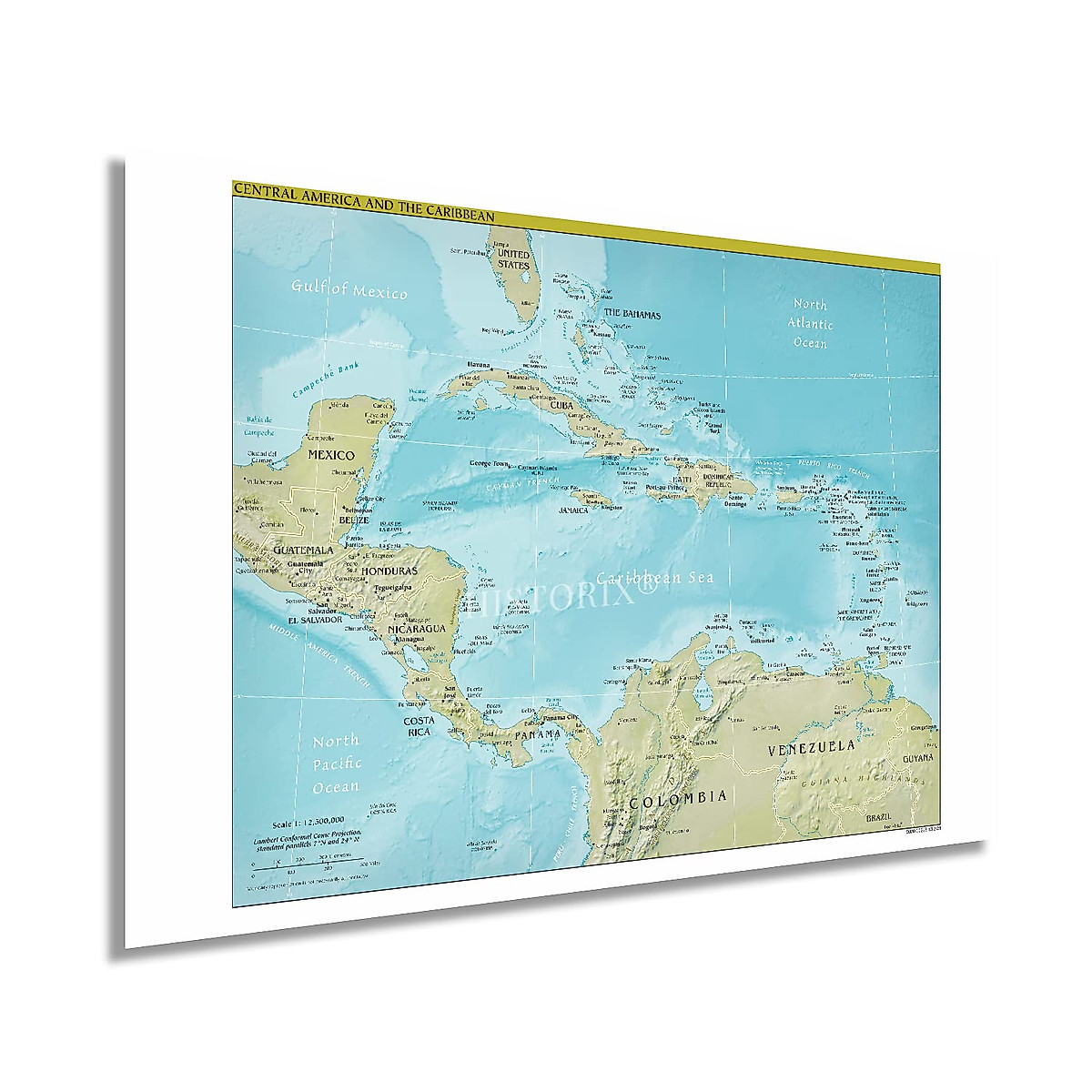 HISTORIX 2021 Central America Map - 24x36 Inch Central America and Caribbean Map - Wall Map of Central America and the Caribbean Poster Print