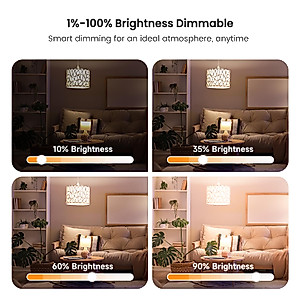 TREATLIFE Smart Light Bulbs, WiFi LED Light Bulb, Dimmable Smart Bulb Works with Alexa, Google Home, SmartThings, Warm White& Cool White(2700K-6500K), 2.4Ghz, 800LM, E26, A19, 9W, No Hub Required